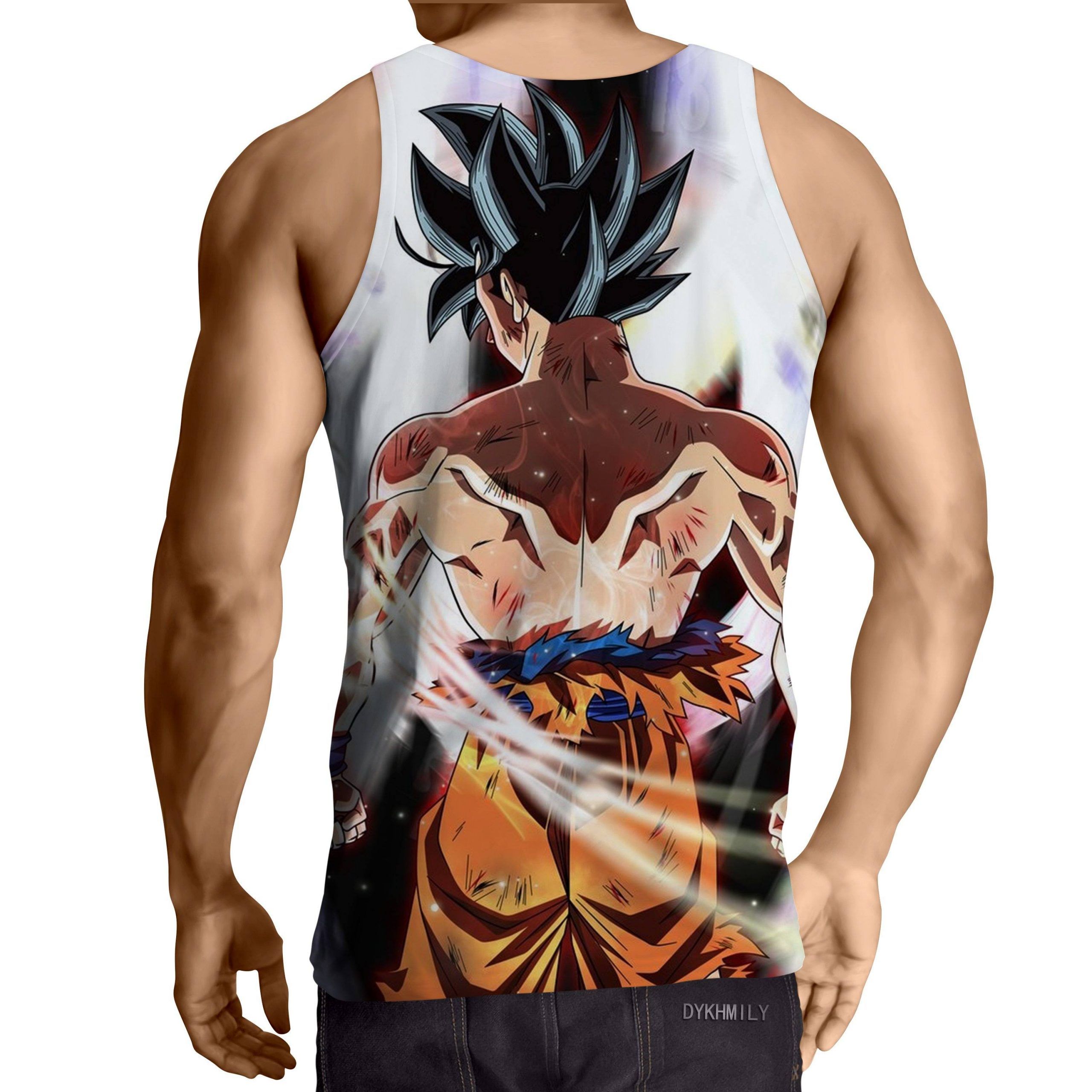 Dragon Ball Goku Damaged Battle Muscular Powerful Aura Tank Top ...