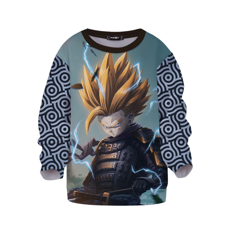 DBZ Trunks Samurai Fan Art Japanese Pattern Kids Sweatshirt