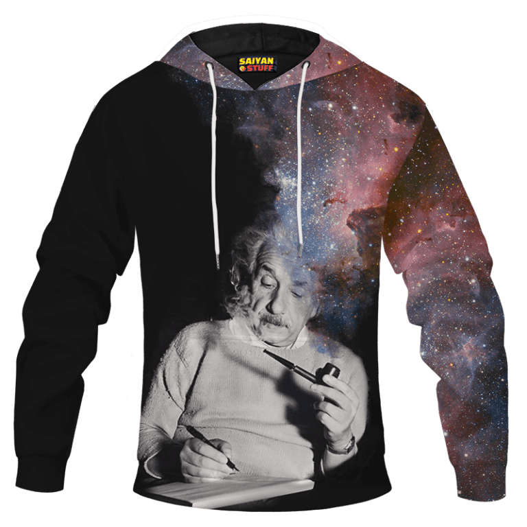 Albert Einstein Smoking Dope Galaxy 420 Marijuana Pullover Hoodie