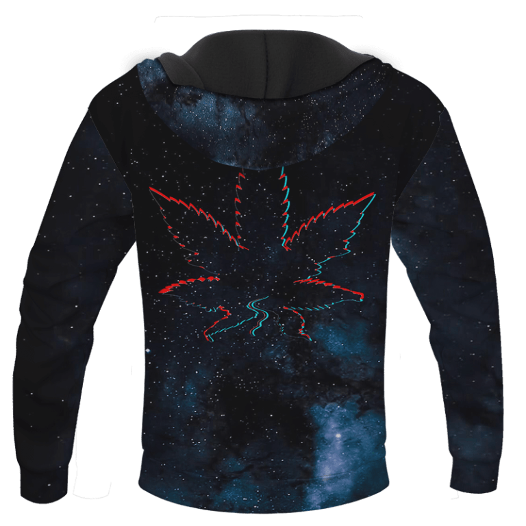 Galaxy Geometric Retro Marijuana Leaf 420 Weed Pullover Hoodie