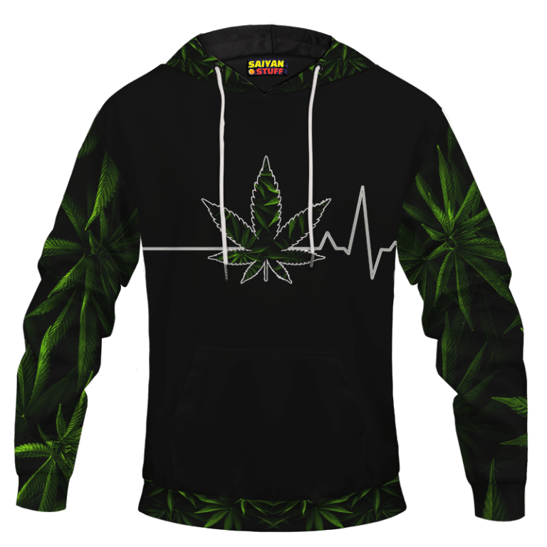 Galaxy Geometric Retro Marijuana Leaf 420 Weed Pullover Hoodie