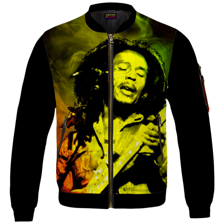 Bob Marley Singing Reggae Stoner Legend Awesome Bomber Jacket