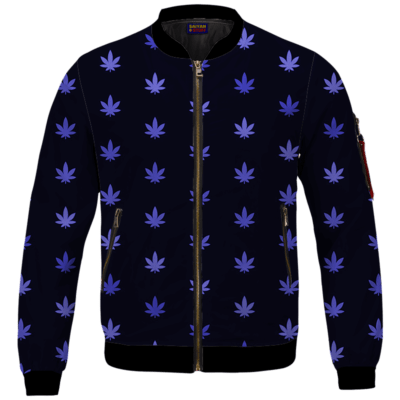 Marijuana Cool And Awesome Pattern Navy Blue Bomber Jacket