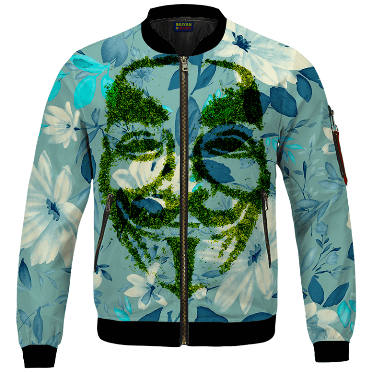 V For Vendetta Grinded Weed Cute Floral Bomber Jacket