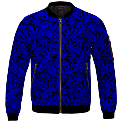 Weed Marijuana Leaves Awesome Navy Blue Pattern Cool Bomber Jacket