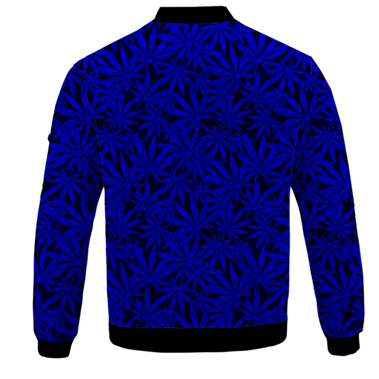 Weed Marijuana Leaves Awesome Navy Blue Pattern Cool Bomber Jacket