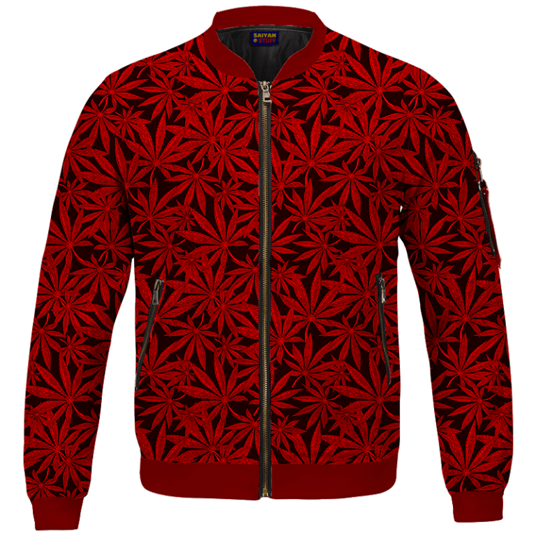 Marijuana Weed 420 Stripes All Over Bomber Jacket
