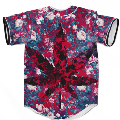 Floral Pattern 420 Marijuana Kush Leaf Weed Baseball Jersey