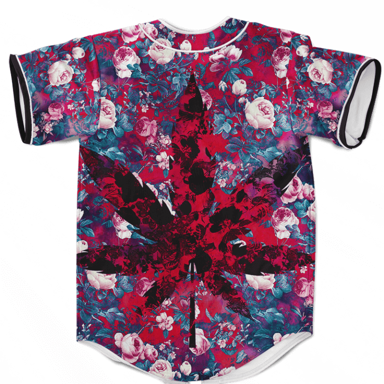 Floral Pattern 420 Marijuana Kush Leaf Weed Baseball Jersey