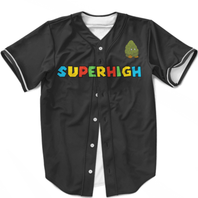 Super High Mario Parody Cute Bomb Weed Nug Dope Baseball Jersey