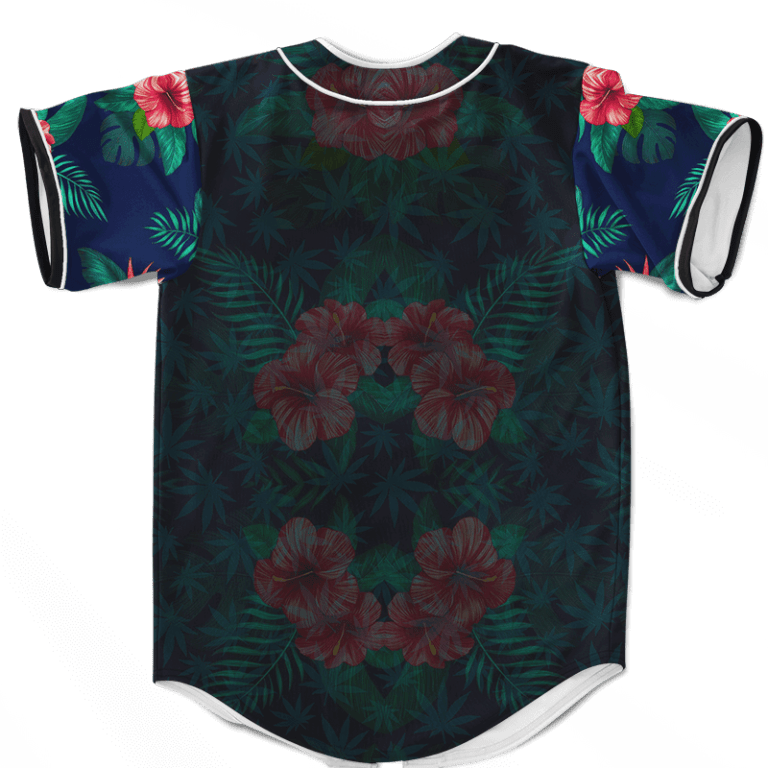 Weed Pattern on Floral Designs 420 Marijuana Baseball Jersey