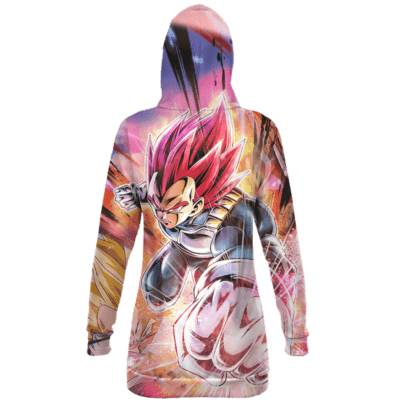 DBZ Vegeta Shadow Cool Red Vegeta Symbol White Hoodie Dress - Saiyan Stuff