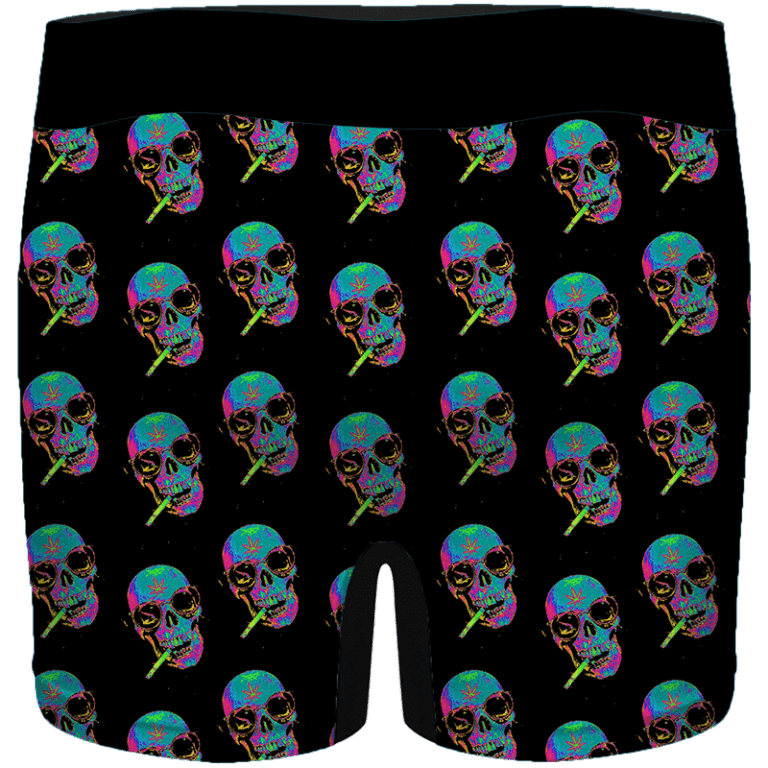 Smoking Vibrant Skull Retro 64 Bit Art 420 Marijuana Men’s Boxers