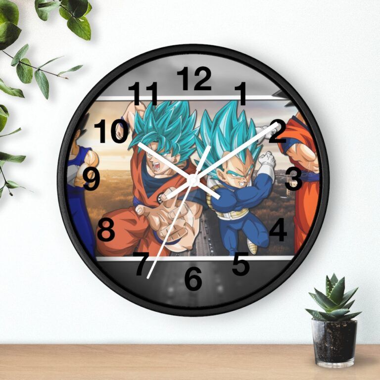 DBZ Goku & Vegeta SSJ Blue In Modern World Wall Clock