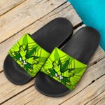 Dope Art Zombie Hands Hazard Marijuana Green Slides Sandals