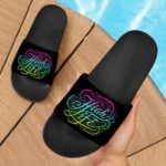The High Life Colorful Neon Design Marijuana Slide Sandals