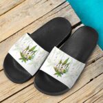 Weed Hemp Graffiti Style Font All White Dope Slide Footwear