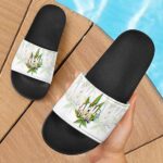 Weed Hemp Graffiti Style Font All White Dope Slide Footwear