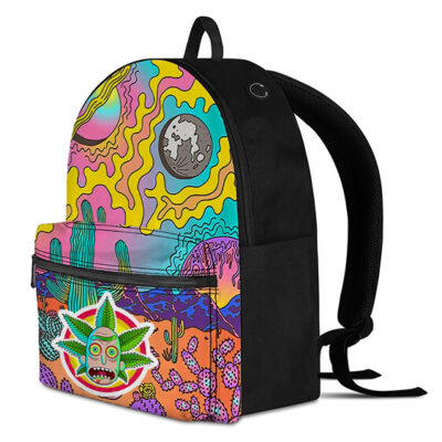 Rick Weed Hair Hypnotic Eyes Multicolor Cannabis Knapsack