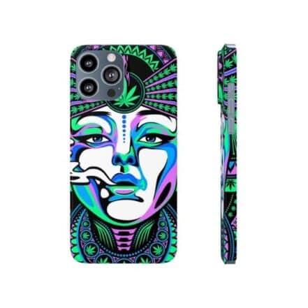 Cannabis Leaf Cartoon Art Smoking Weed Stylish iPhone 13 Case - Saiyan Stuff