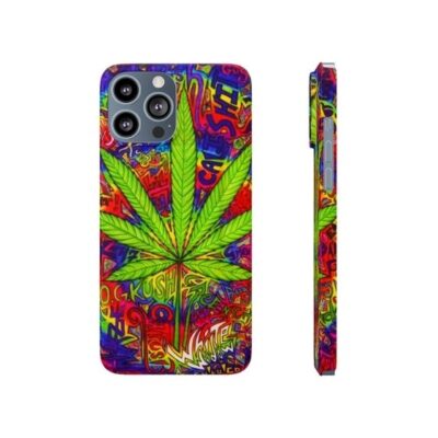 Starry Night Marijuana Leaf Painting Stylish iPhone 13 Case - Saiyan Stuff