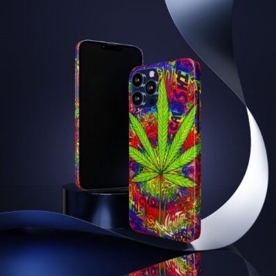 Starry Night Marijuana Leaf Painting Stylish iPhone 13 Case - Saiyan Stuff