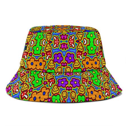 Psychedelic Magic Mushrooms Vibrant Art Cool Bucket Hat